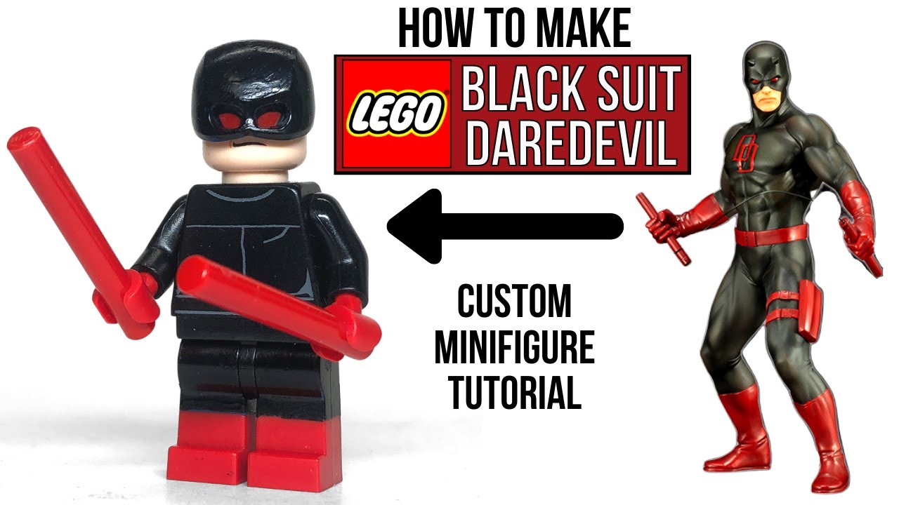 HOW TO Make LEGO DAREDEVIL (Black Suit - Shadowlands) Custom Minifigure ...