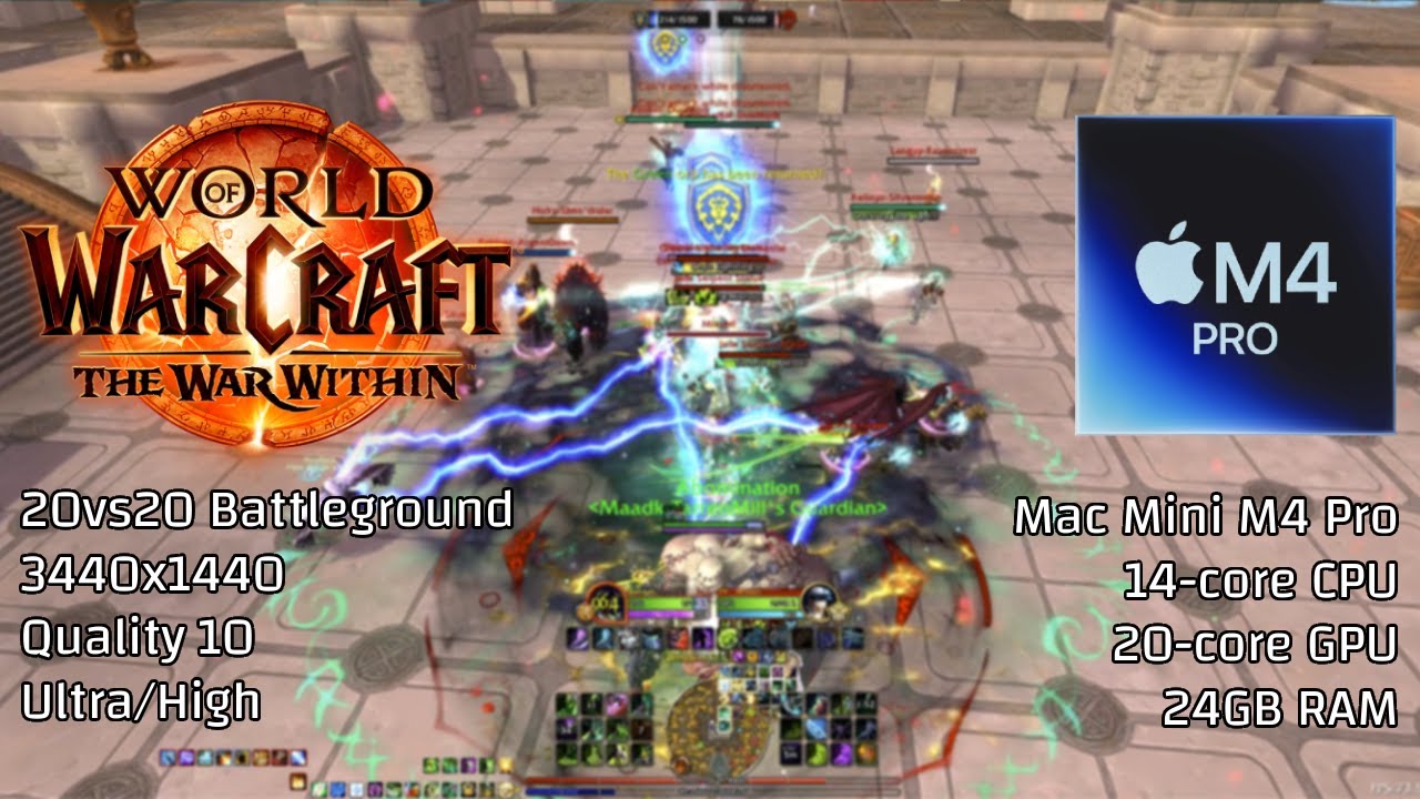 Mac Mini M4 Pro - 14C-CPU/20C-GPU - World of Warcraft 10v10 Battleground - Ultrawide Max ...